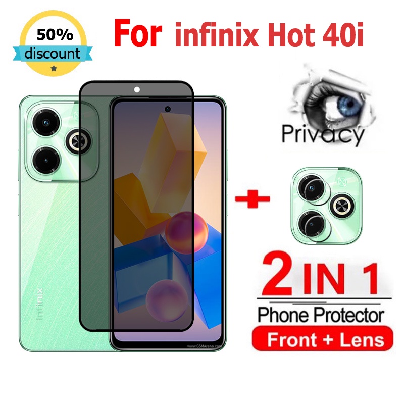 2 in 1 ฟิล์ม infinix Hot 40i 40 Pro ฟิล์มกระจกนิรภัยกันรอยหน้าจอ กันแอบ ...