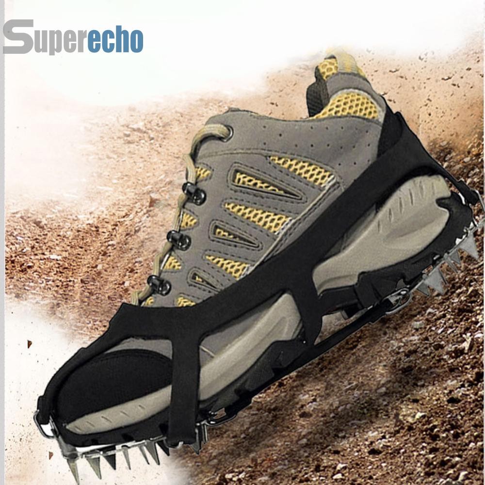 Au 18 ฟันกลางแจ้ง Ice Snow Shoe Spiked Grip Cleat Crampons รองเท้ากัน ...