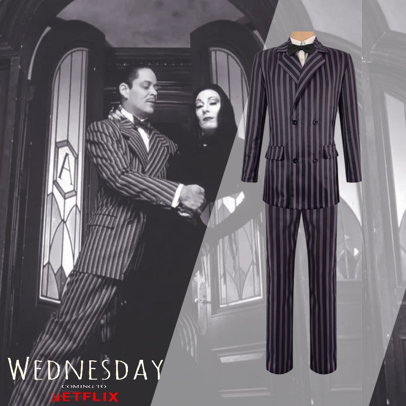 คอสเพลย์ Gomez Adams สำหรับครอบครัว Addams เครื่องแต่งกายสำหรับการแสดง ...
