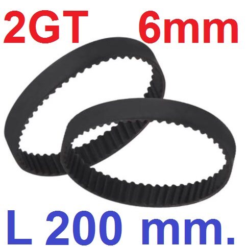 สายพาน GT2-6-200mm. เส้นรอบวงยาว 200mm กว้าง 6mm Belt Rubber closed ...