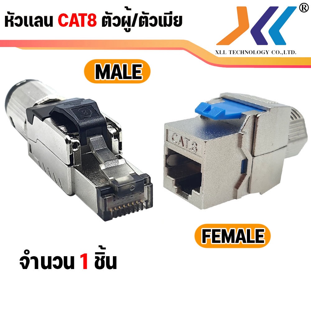 XLL หัวแลน RJ45 CAT8 (ตัวผู้-ตัวเมีย) XLL หัวlan Cat8 Modular Shielded FTP Tool-free Plugs ...