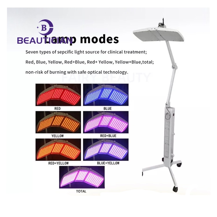 7 สี LED PDT LED Light ความงาม Photodynamic โคมไฟสิวฟื้นฟูผิวเครื่อง ...
