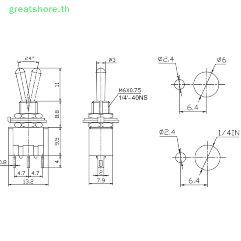 Greatshore สวิตช์สลับเปิดปิด ขนาดเล็ก MTS-101 2 Pin SPST 2 ตําแหน่ง 6A ...