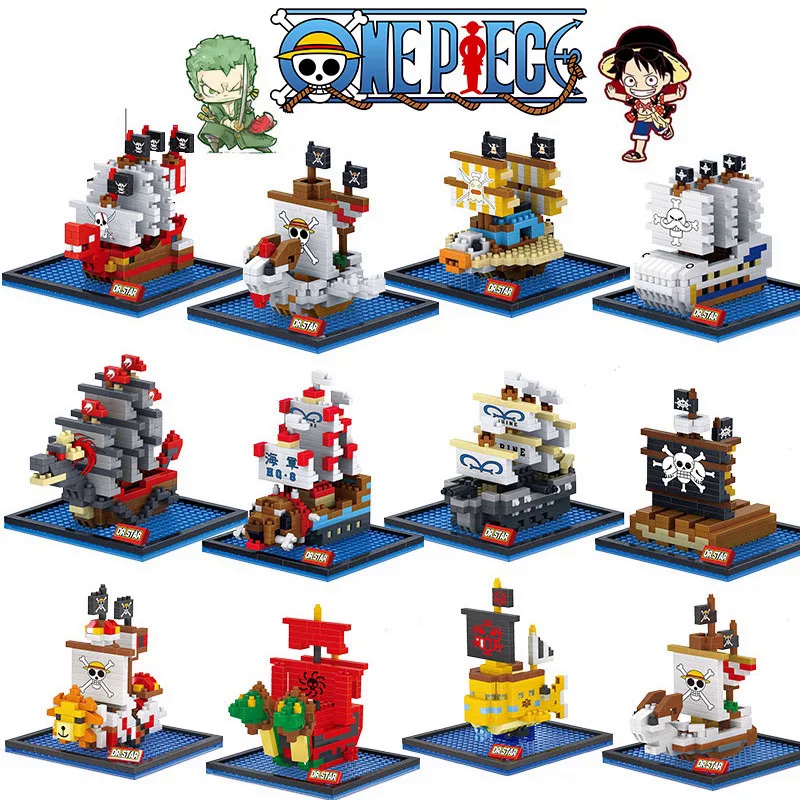 One Piece Building Blocks Pirate Ship Thousand Sunny Bricks Anime Mini ...