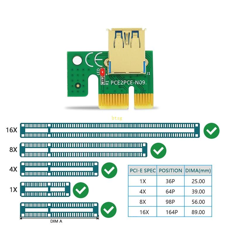 อะแดปเตอร์การ์ดจอ BT VER010 PCIE Riser VER010-X PCI สําหรับ Express X1 ...