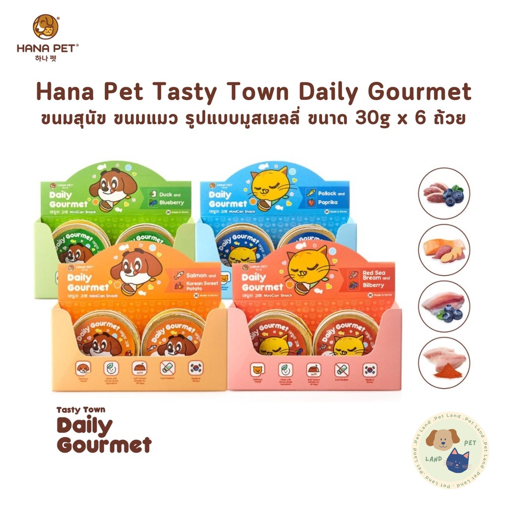 Hana Pet Tasty Town Daily Gourmet ขนมสุนัข ขนมแมว รูปแบบมูสเยลลี่ ขนาด 30g x 6 ถ้วย | Shopee ...