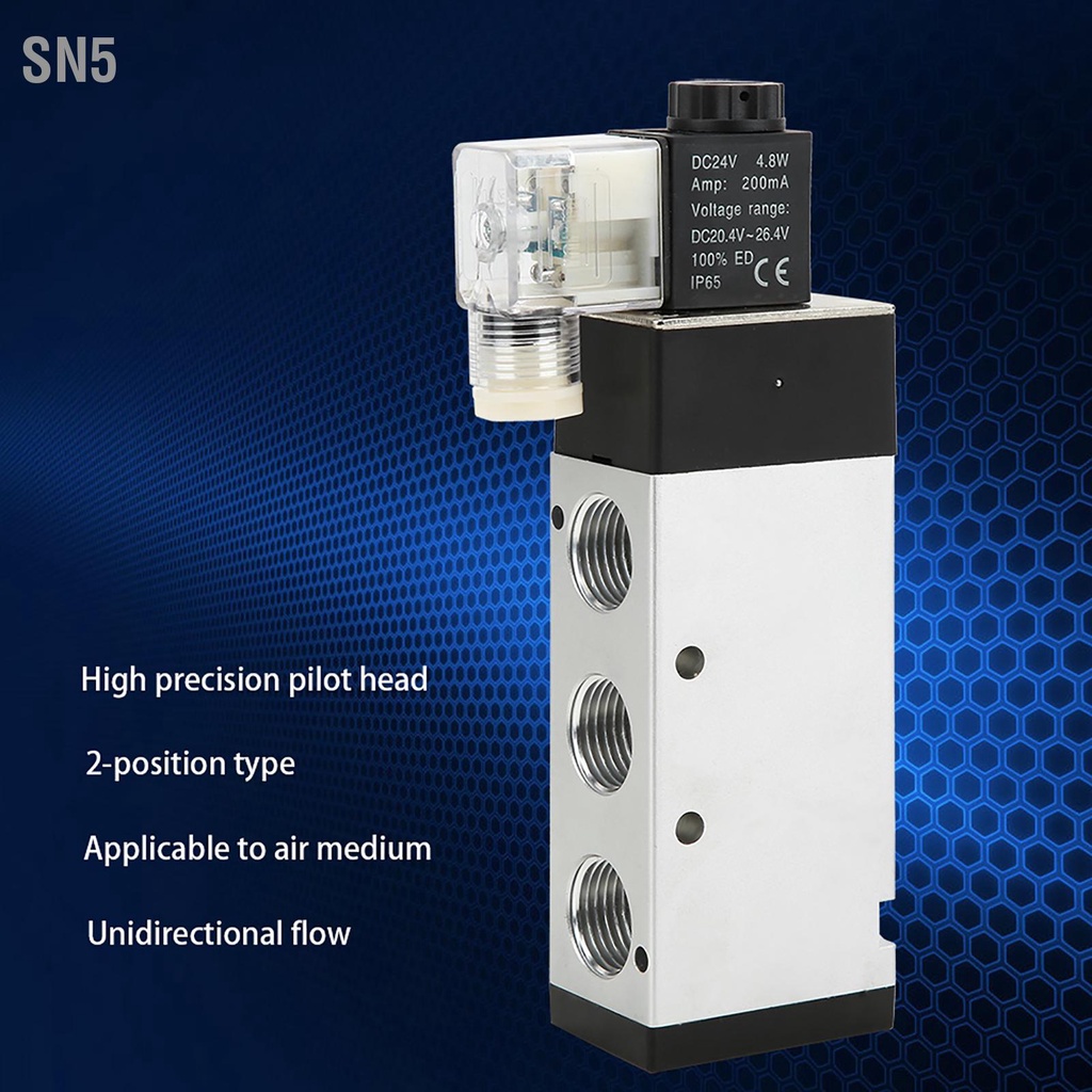 SN5 4V410-15 ประเภทเต้าเสียบ 2 ตำแหน่ง 5 ทางโซลินอยด์วาล์วชิ้นส่วนอุปกรณ์เครื่องกลสำหรับ AirTAC ...