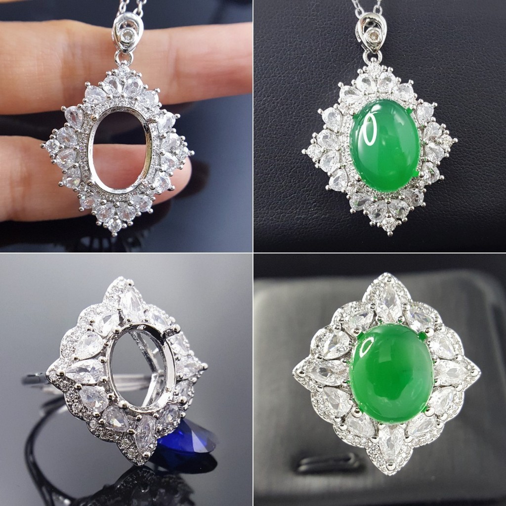 ชุดแหวนจี้เพชรเปล่า เงิน S925 10x12 12x16 หรูหรา อุปกรณ์เสริม สําหรับตัดพื้นผิว DIY | Shopee ...