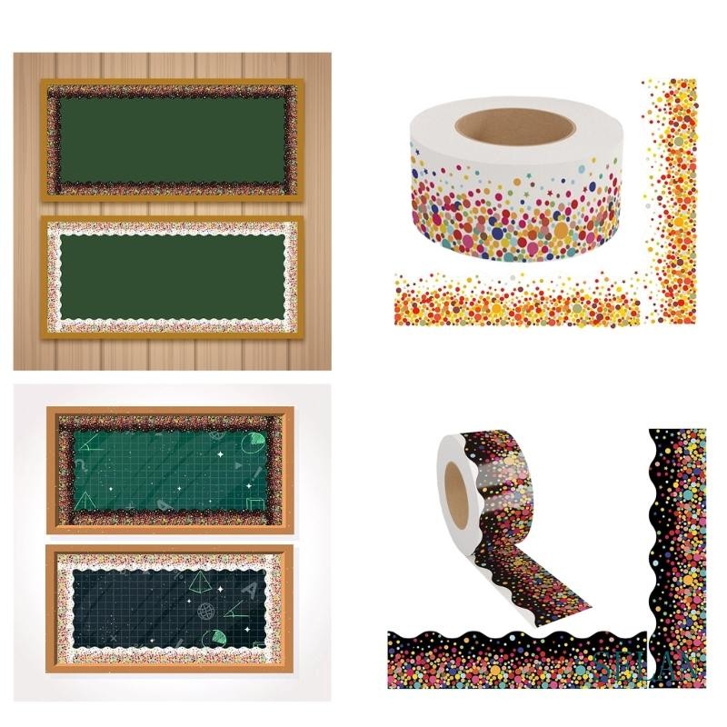 Sel 65 6feet Class Bulletin Board Borders พิมพ์จุดสีสันสดใส Scalloped ...