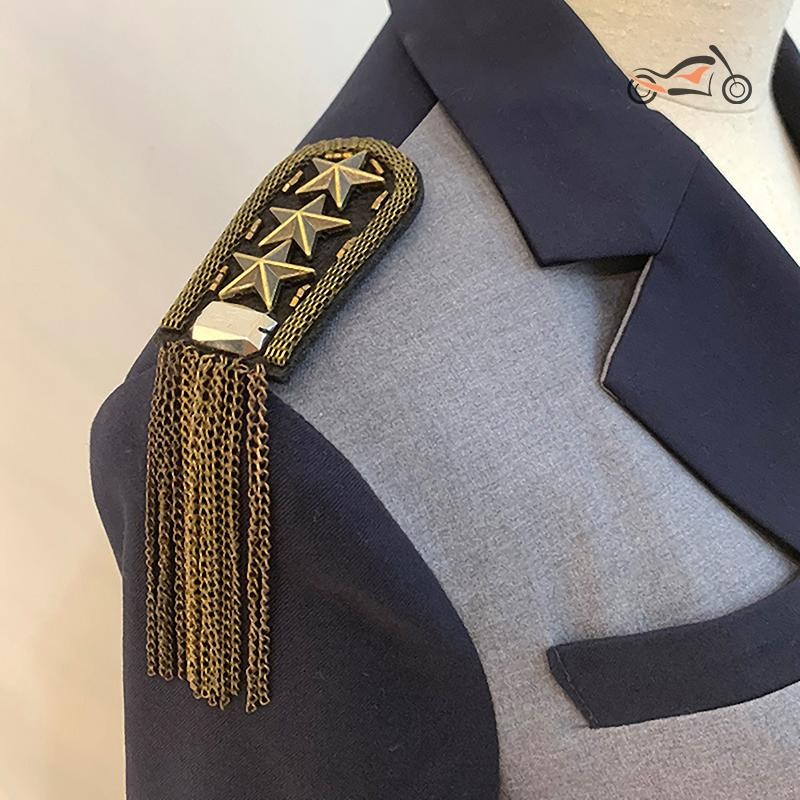 [SU] 1 ชิ้น Vintage Five Star sel โซ่ไหล่ป้ายลูกปัดผ้าโลหะ Epaulet ...