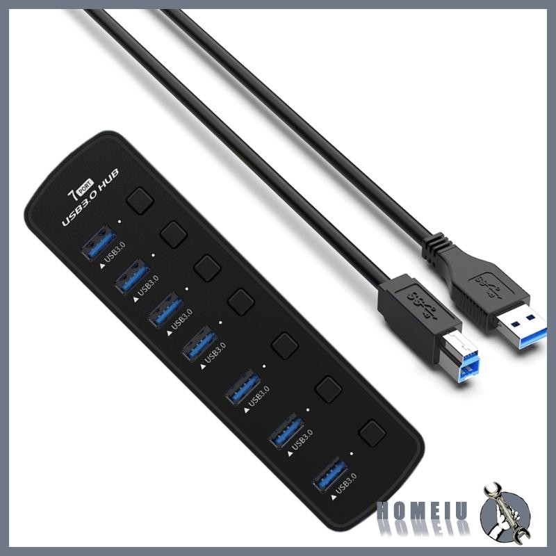 Homeiu 7 พอร์ตอะแดปเตอร์ USB HUB พร้อมไฟเดสก์ท็อป USB ชาร์จ Docking Station รองรับ BC1 2 ชาร์จ ...