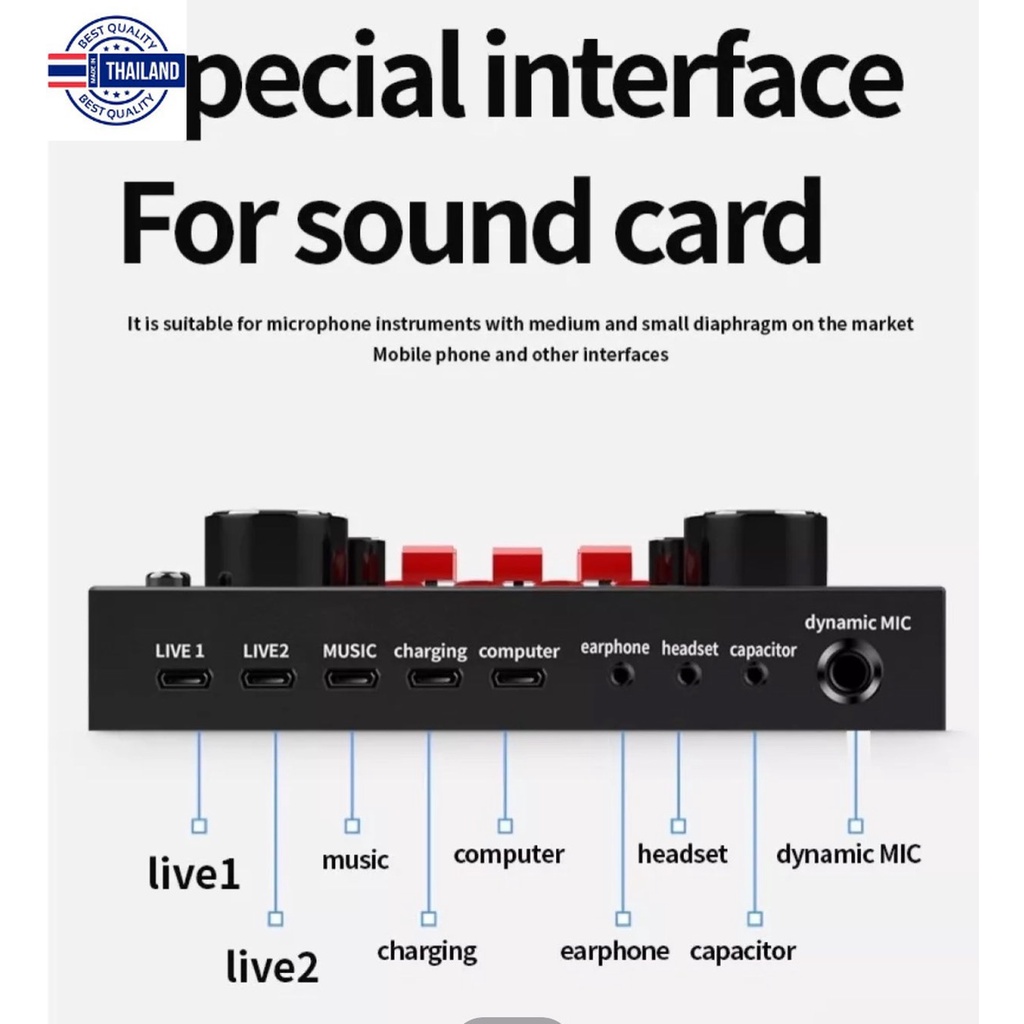 V8 Audio Stereo Headset Microphone Webcast Streamer Live Sound Card ...