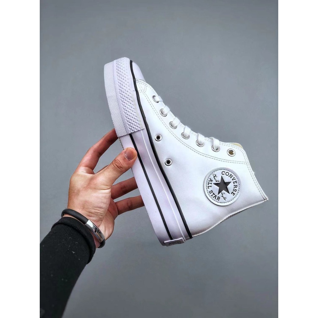 Converse ALL STAR LIFT Leather Thick Sole Elevated Shoes with Large ...