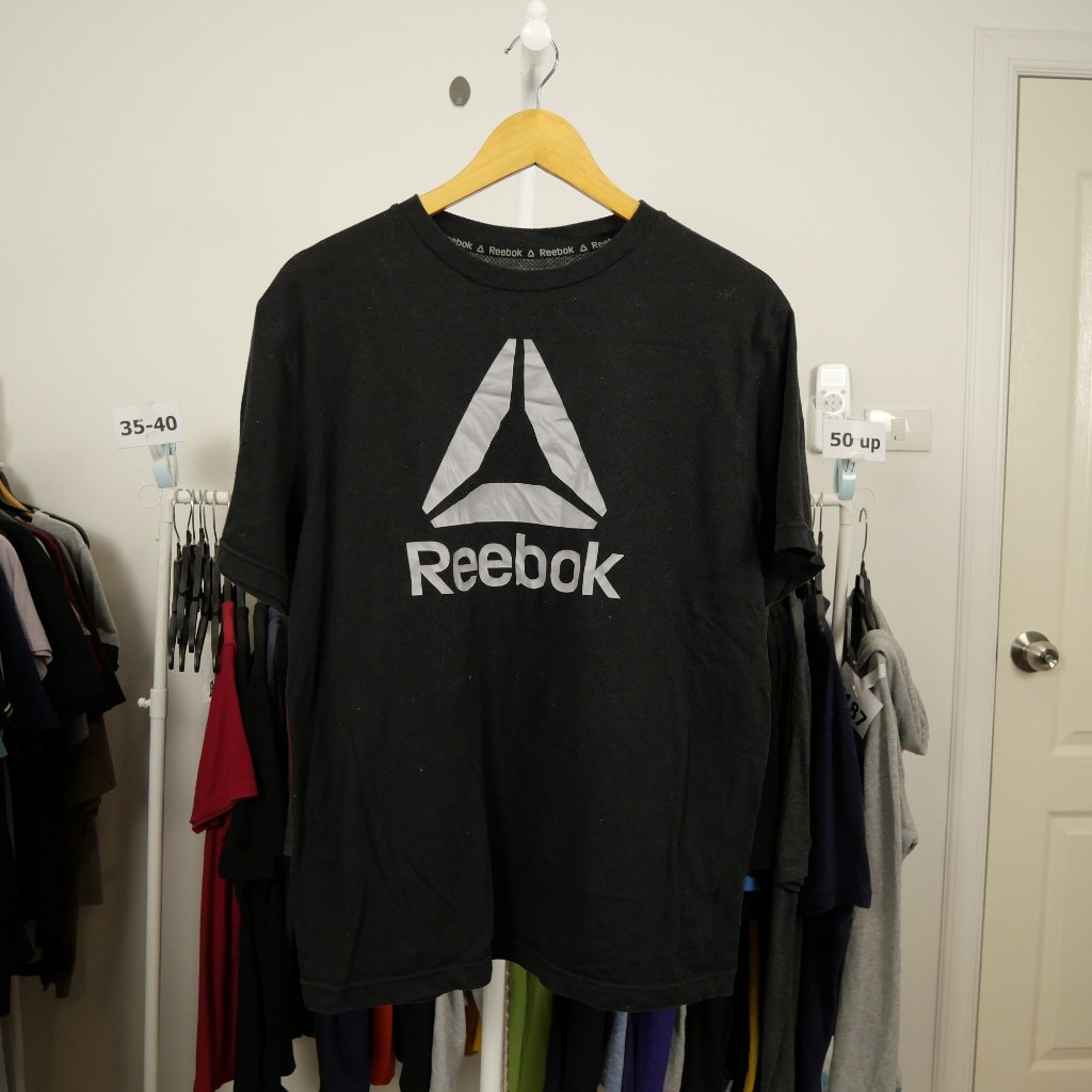 Reebok อก42 เสื้อยืดผู้ชาย ผู้หญิงใส่ได้ สีดำ รหัส C54 แบรนด์แท้ | Shopee Thailand