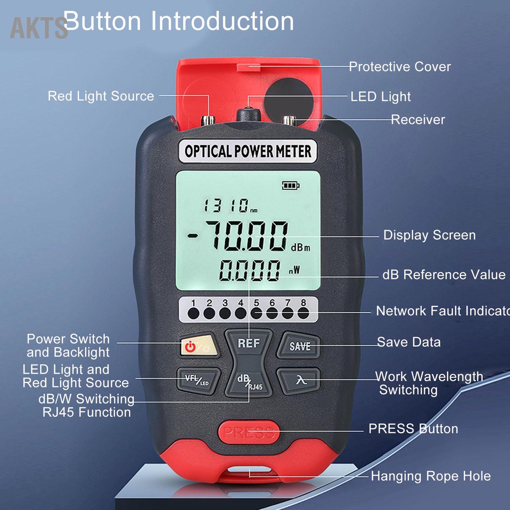 AKTS 3 in 1 Fiber Optic Power Meter หลอดไฟ LED เครื่องทดสอบสายเคเบิล ...