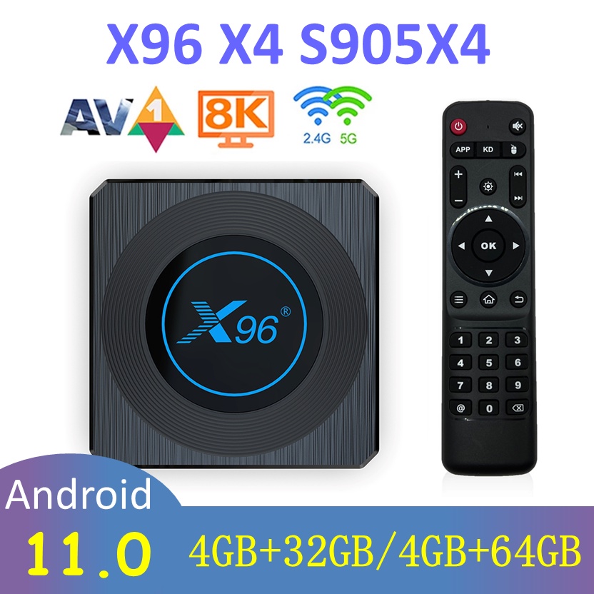ใหม่ กล่องรับสัญญาณทีวี X96 X4 Smart TV Android 11 100M 1000M Amlogic S905X4 4GB 32gb 64gb Dual ...