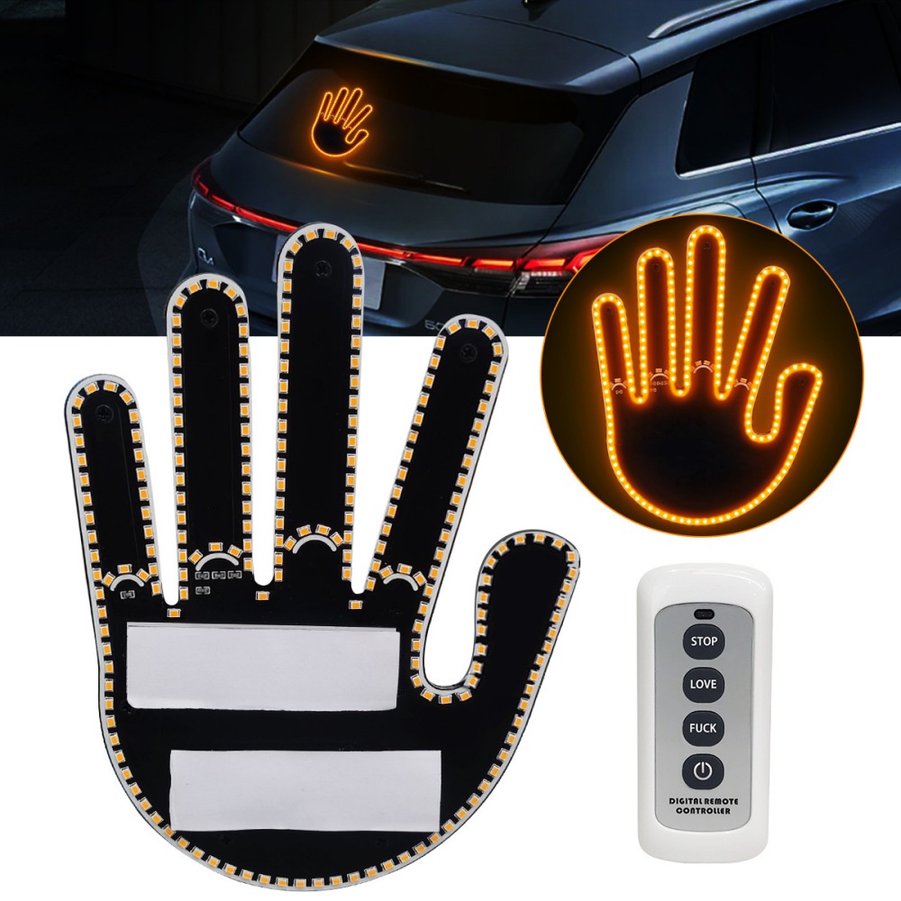 New LED Illuminated Gesture Light Car Light With Remote Road Rage Signs ...