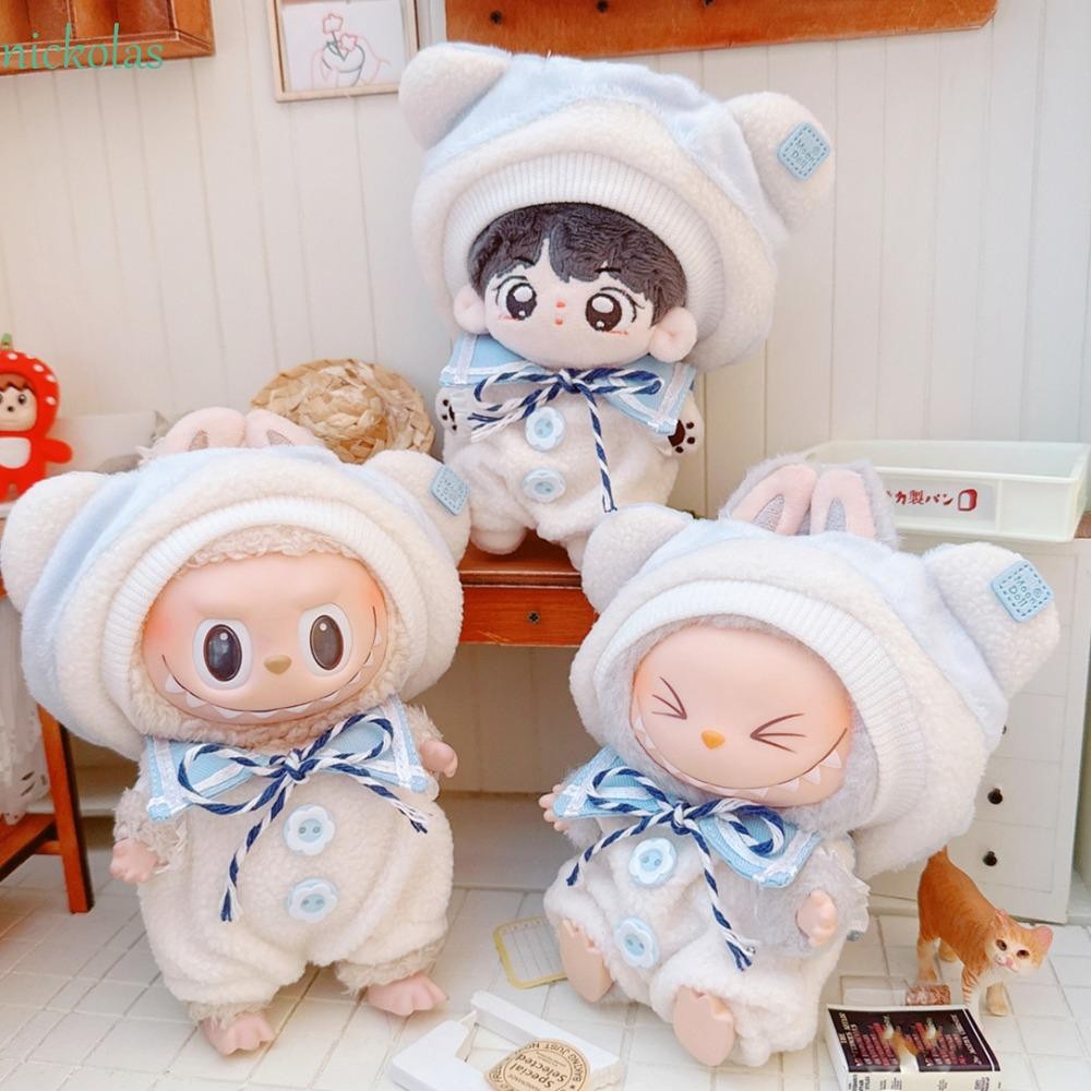 Nickolas นั่ง Labubu ตุ๊กตาเสื้อผ้า, Navy Jumpsuit หมวก Labubu Time ...