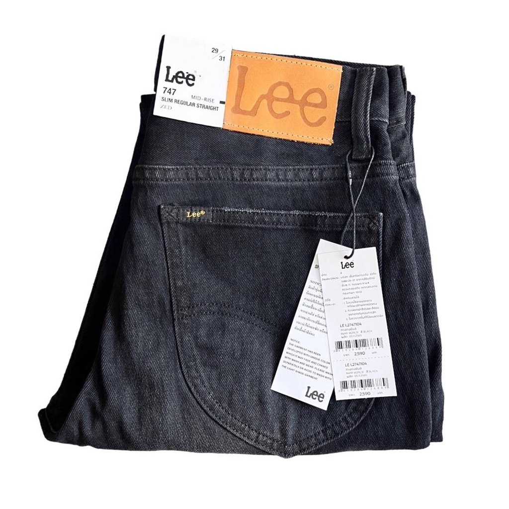 Lee 747 zed ยีนส์ชาย สีดำ ขากระบอกธรรมดา ผ้ายืด เอวกลาง เป้าซิป ของแท้ ...