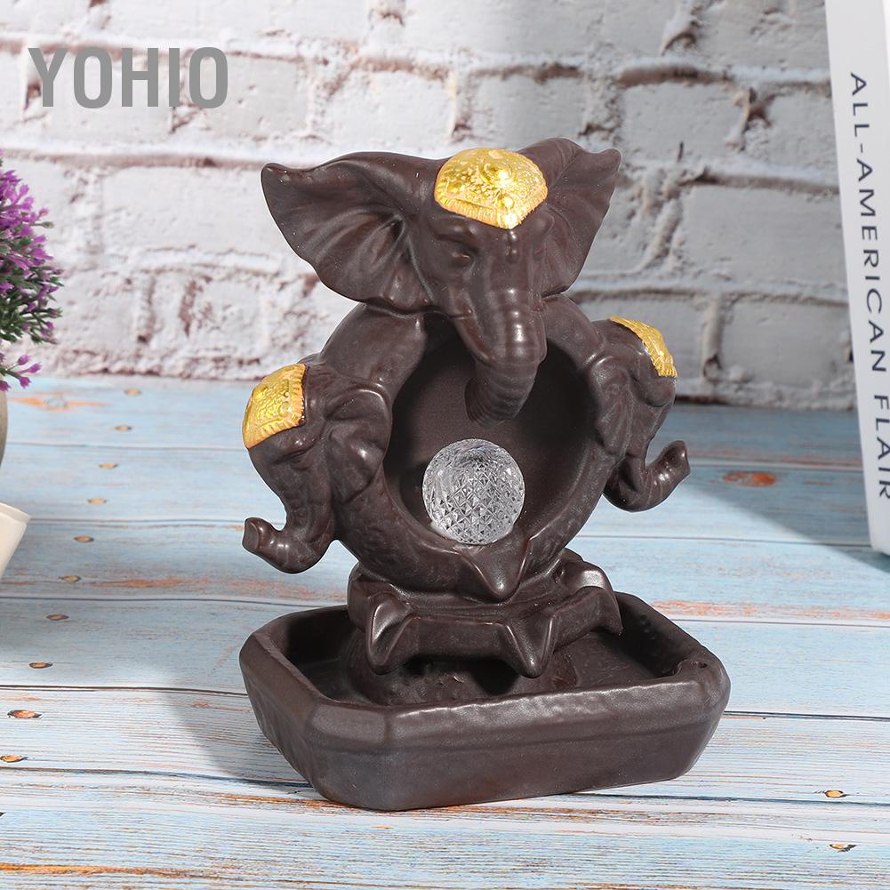 Yohio Back Flow ธูป Burner เซรามิครูปช้าง LED Crystal Ball ไหลสูบบุหรี่ ...