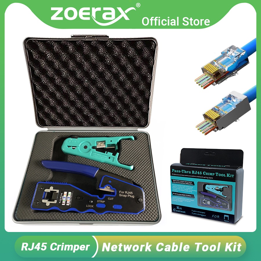 Zoerax RJ45 ชุดเครื่องมือจีบเชื่อมต่ออีเธอร์เน็ต สําหรับ Cat6a Cat6 ...