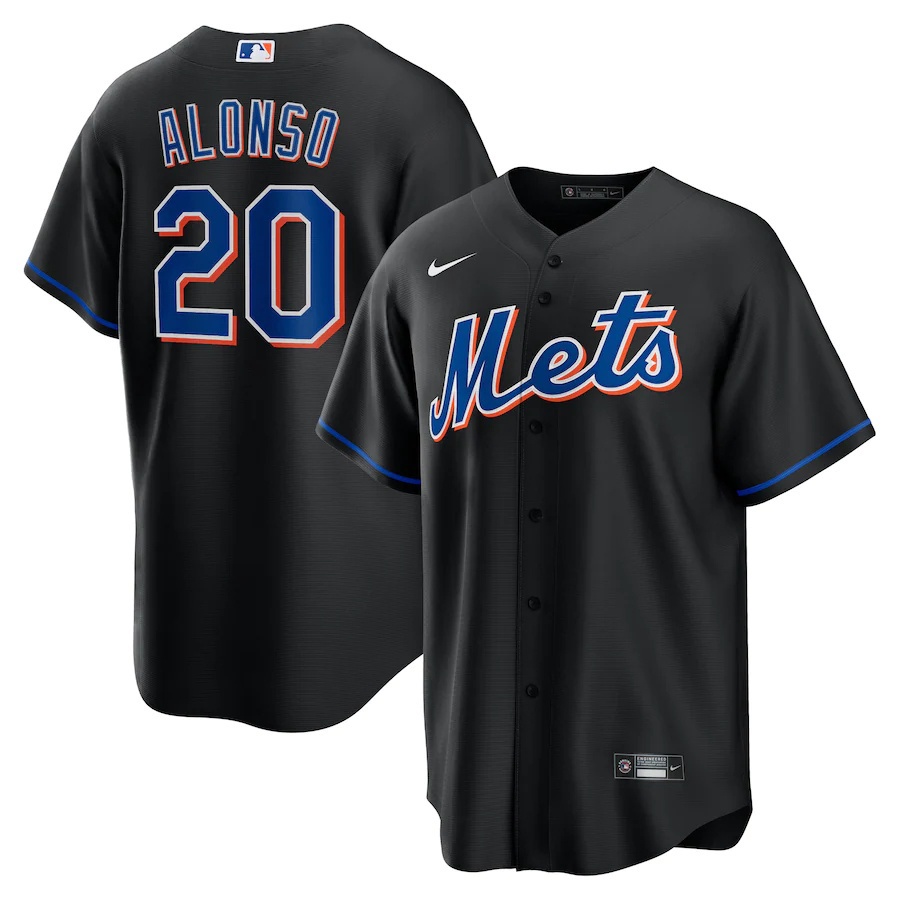 เสื้อกีฬาเบสบอล Major League (MLB) New York Mets Black Peter Alonzo (Bé ...