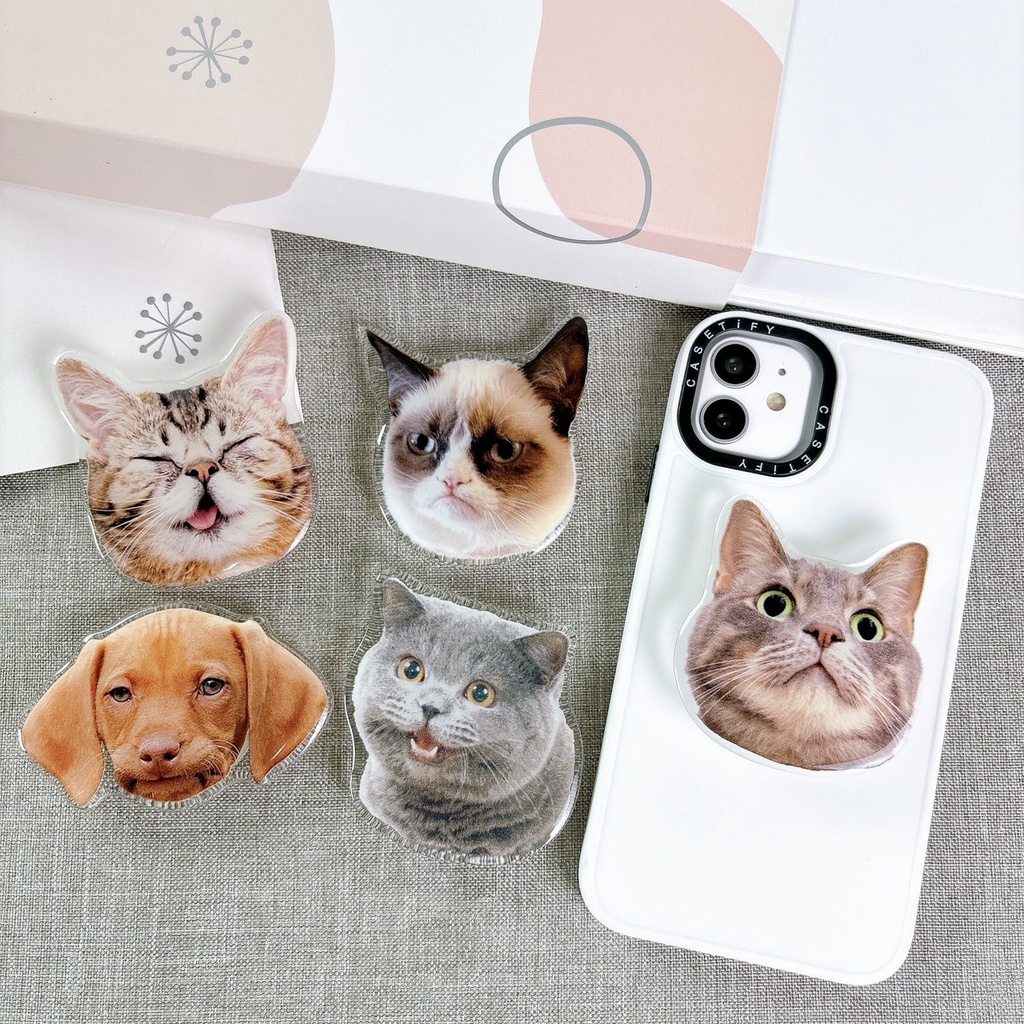 Griptok Acrylic แมวตกใจ กิ๊ฟต๊อก พร้อมกาว Nano Gel ในตัว การ์ตูนติดหลัง ...