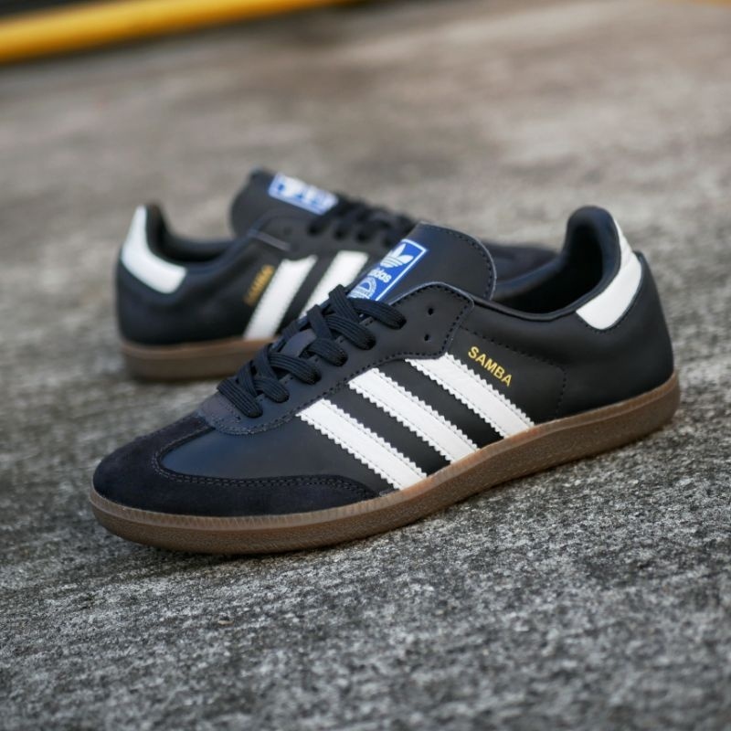 PUTIH HITAM Cool Men's Shoes original Adidas Samba White/White Core ...