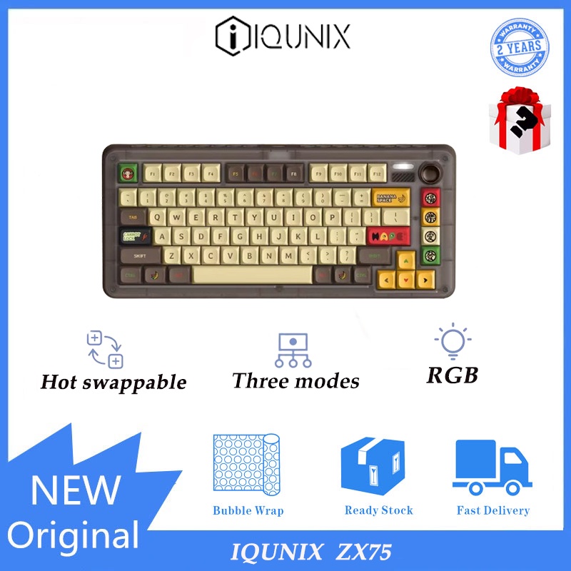 Iqunix ZX75 คีย์บอร์ดไร้สาย สามโหมด ปุ่มกด e-sports สําหรับสํานักงาน | Shopee Thailand