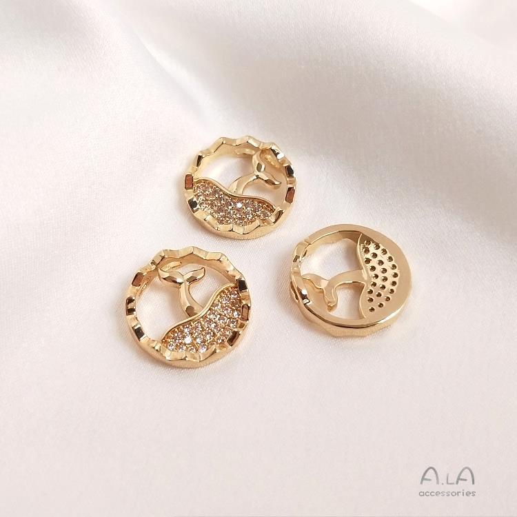 จี้สร้อยคอ รูปหางปลาวาฬ ประดับเพทาย สีทอง 14k diy | Shopee Thailand