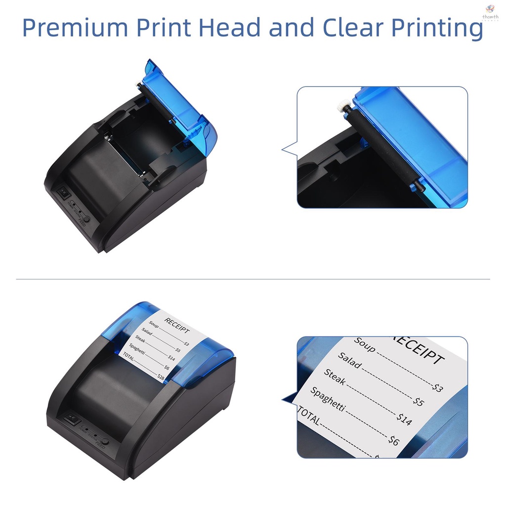 [TTHO] เครื่องพิมพ์ใบเสร็จรับเงิน USB 58 มม. เชื่อมต่อ USB สําหรับระบบ ...