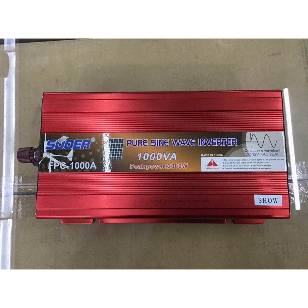 SUOER PURE SINE WAVE INVERTER รุ่น FPC-1000A 12V, 1000 วัตต์ เพียวไซน์ เครื่องแปลงไฟแบตเตอรี่ ...