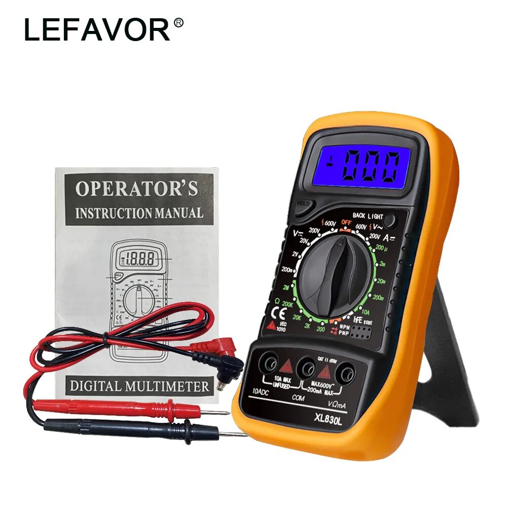 XL830L Handheld Digital Multimeter LCD Backlight Portable AC/DC Ammeter ...