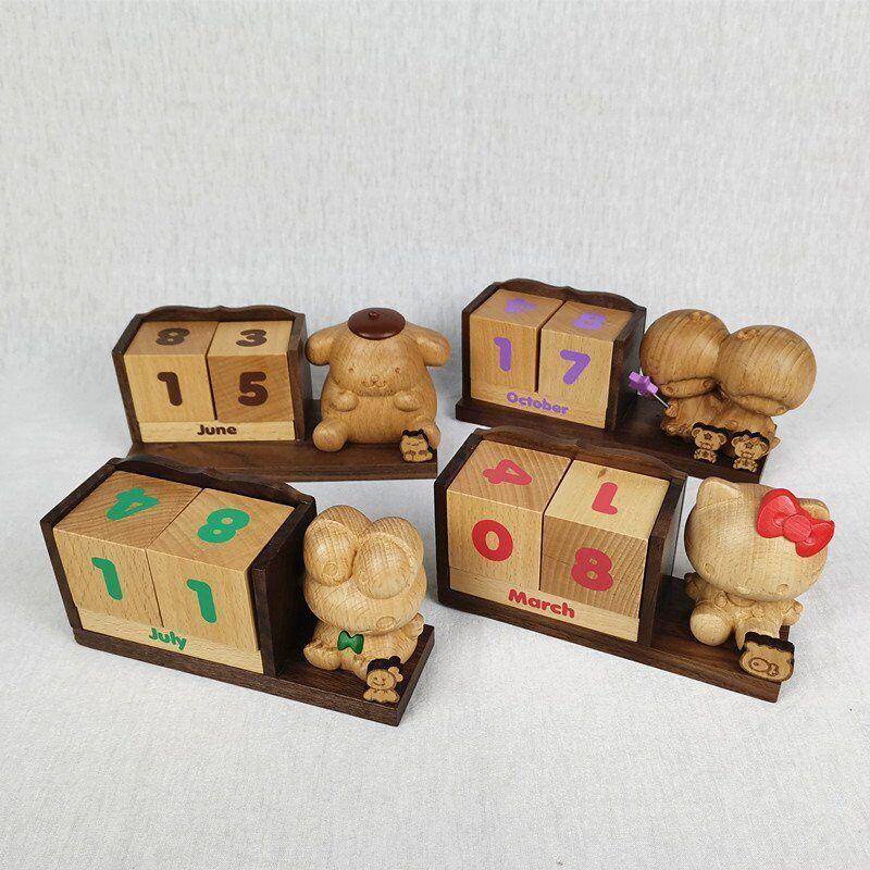 Japan Sanrio Kitty Twin Star Pompompurin Wooden Dice Desktop Perpetual ...