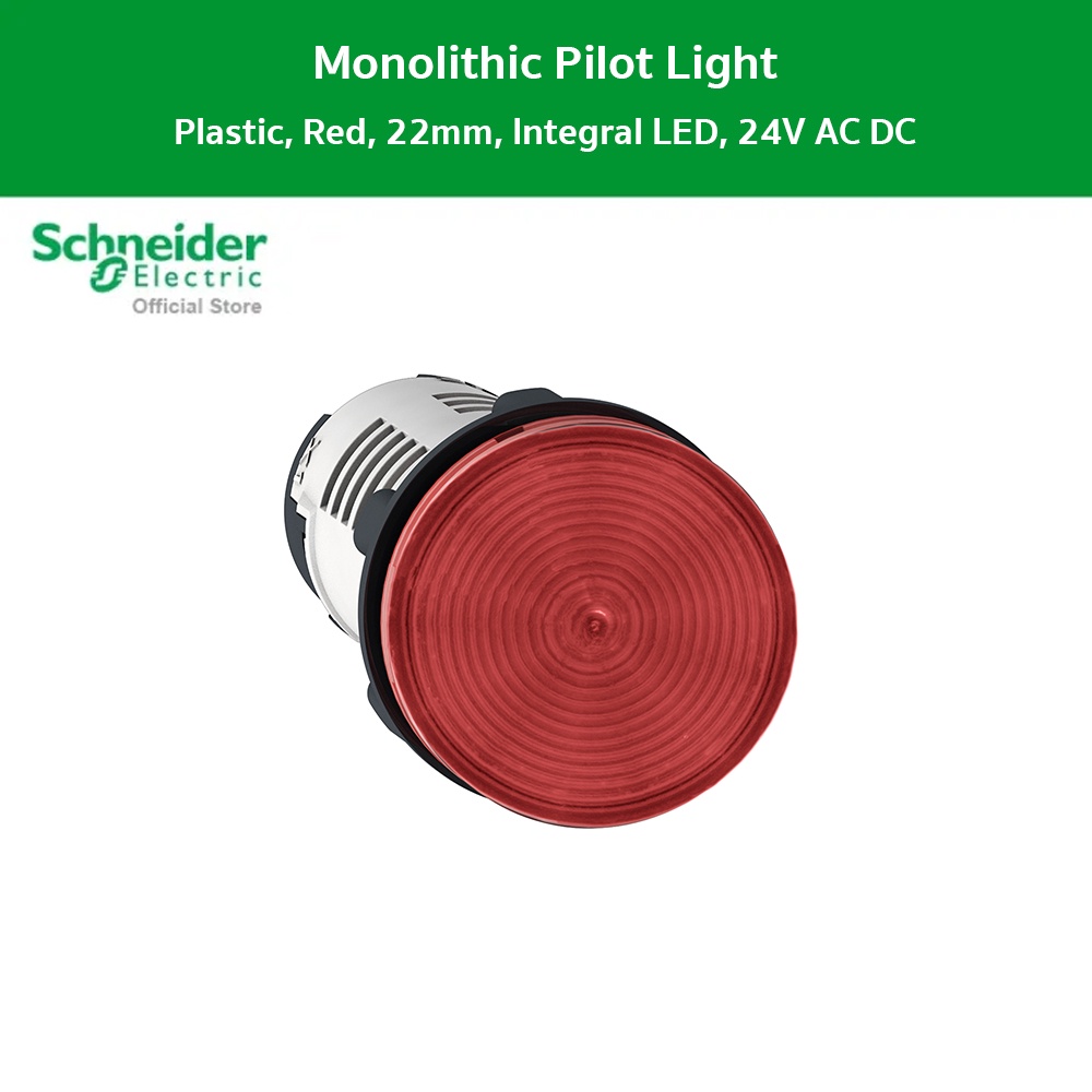 Schneider Electric Monolithic pilot light,Harmony XB7,plastic,red,22mm ...
