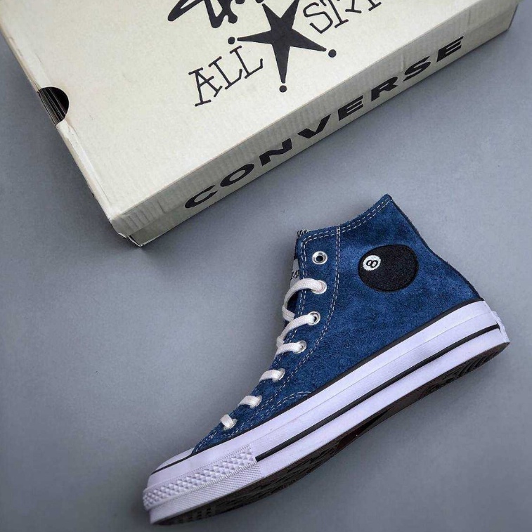 Converse 70S HI 8 Ball Sargasso Sea Blue White Black X STUSSY 100% ...