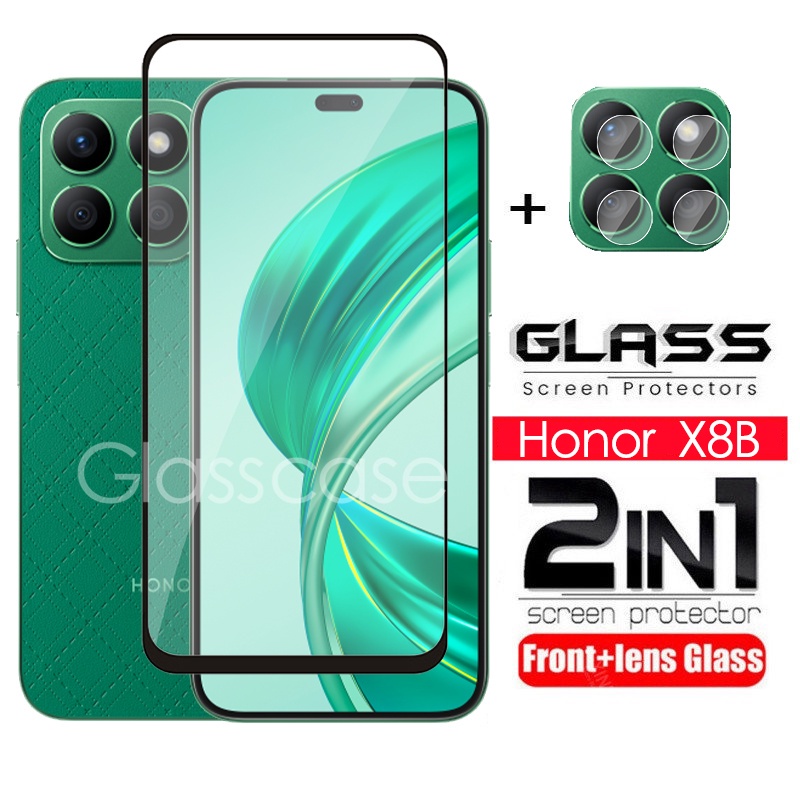 2 in 1 ฟิล์มกระจกนิรภัยกันรอยหน้าจอ แบบเต็มจอ สําหรับ Honor X8 X8A X8B ...