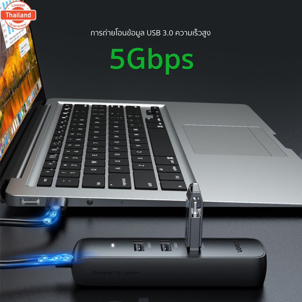 UGREEN 10915 4 Port USB 3.0 Hub ตัวเพิ่มช่องสัญญาณ USB รัประกันสินค้า 2 ...