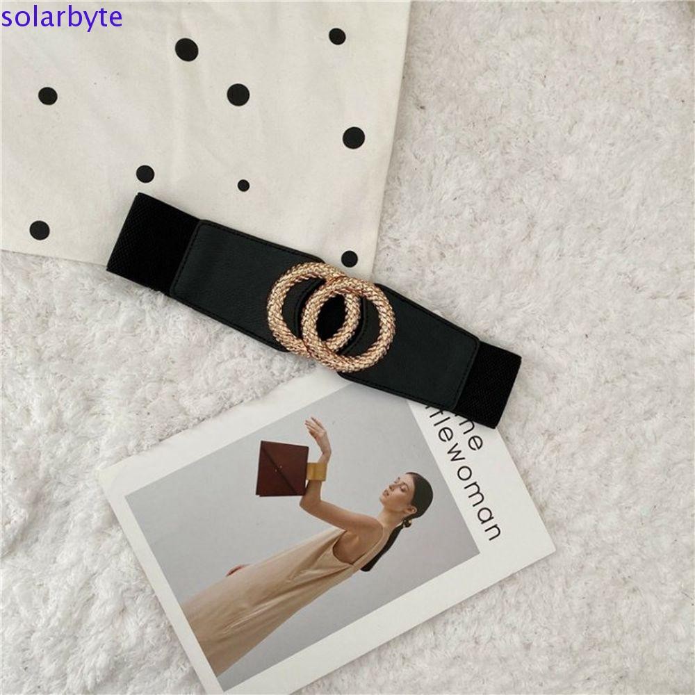 Solarbyte เข็มขัดกว้าง Vintage ปรับโลหะรอบหัวเข็มขัดรัดตัวกระชับสัดส่วนหญิงสายรัดเอวยางยืด ...