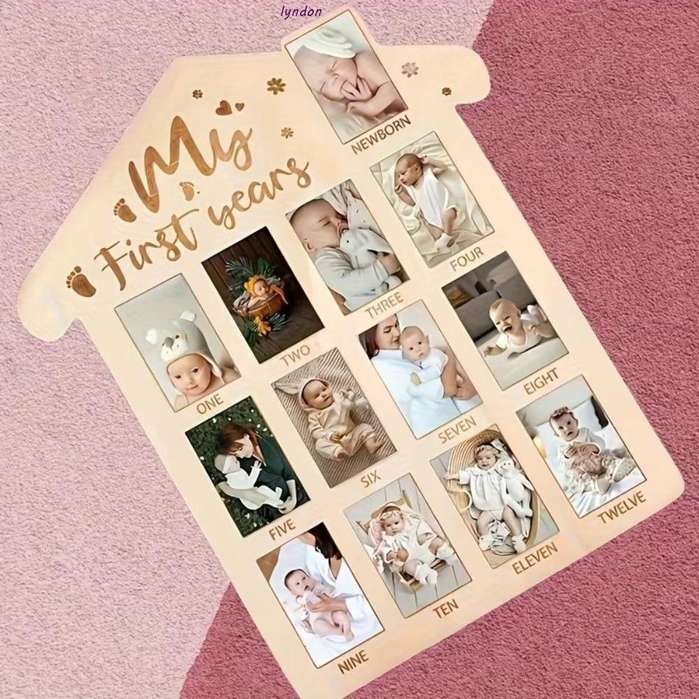 Lyndon 12 เดือน Milestone Board, ไม้ฉลอง Babys กรอบรูปปีแรก, Journey ...