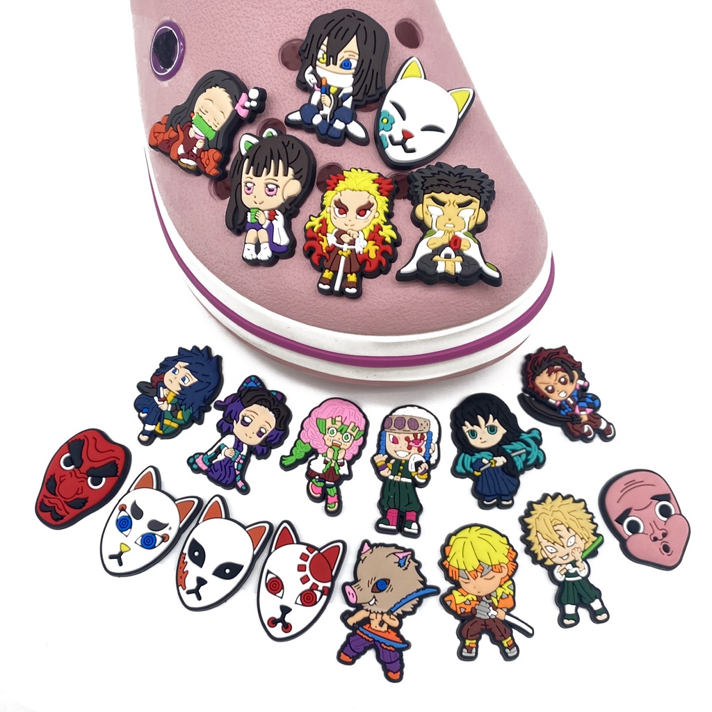 การ์ตูน Demon Slayer Series Jibitz Crocks หน้ากาก jigtas Anime Demon ...