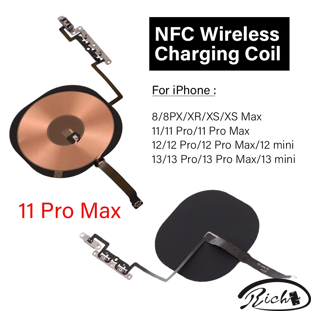 ชิปคอยล์ชาร์จไร้สาย NFC สําหรับ iPhone X XR XS 11 12 13 mini Pro Max 1 ...