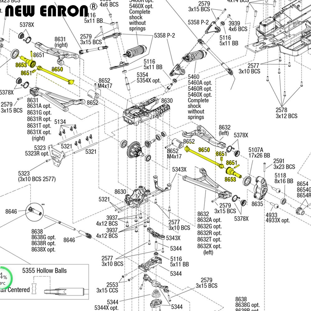8650 + 8651 + 8652 2 ชิ้น Hard Splined Steel CVD HD ด้านหน้า / ด้านหลัง ...