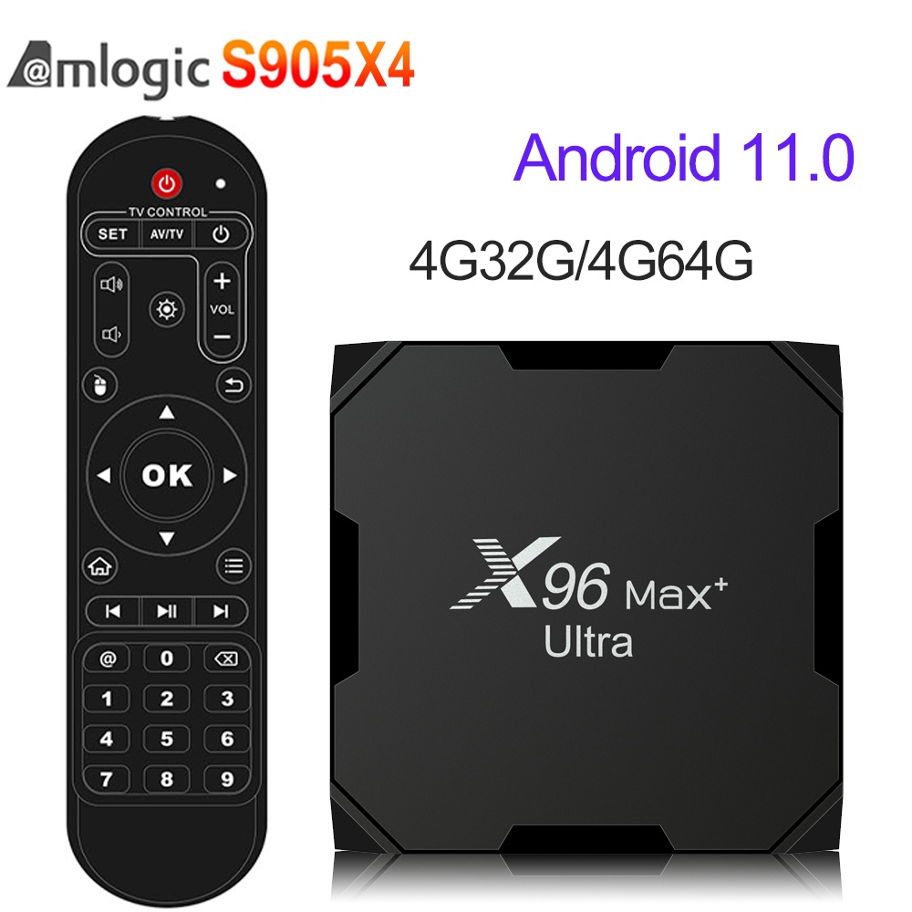 ใหม่ x96 max Plus Ultra Amlogic S905X4 Android11 กล่องรับสัญญาณทีวี 4G 32G 64G Dual WIFI USB3.0 ...