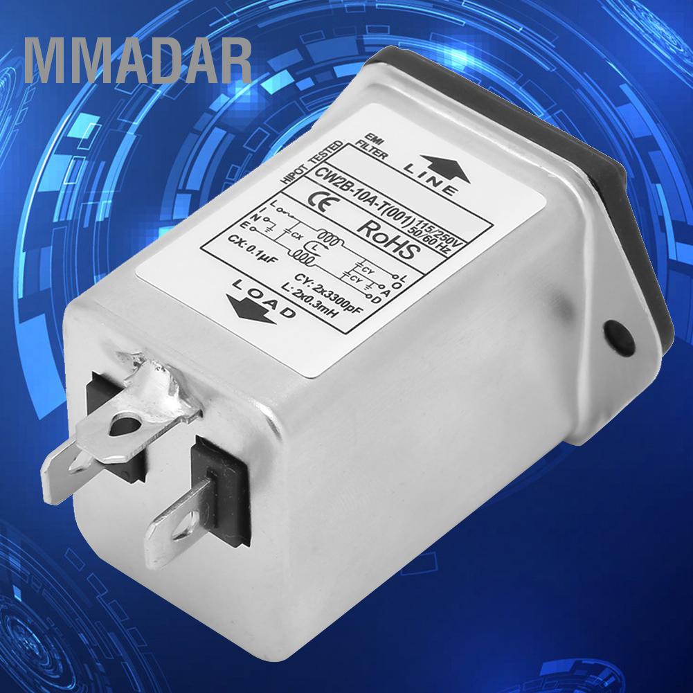 MMADAR CW2B-10A T (001) EMI Power Filter พร้อมฟิวส์ซ็อกเก็ต 2-in 1 Single Safety 125/250v ...