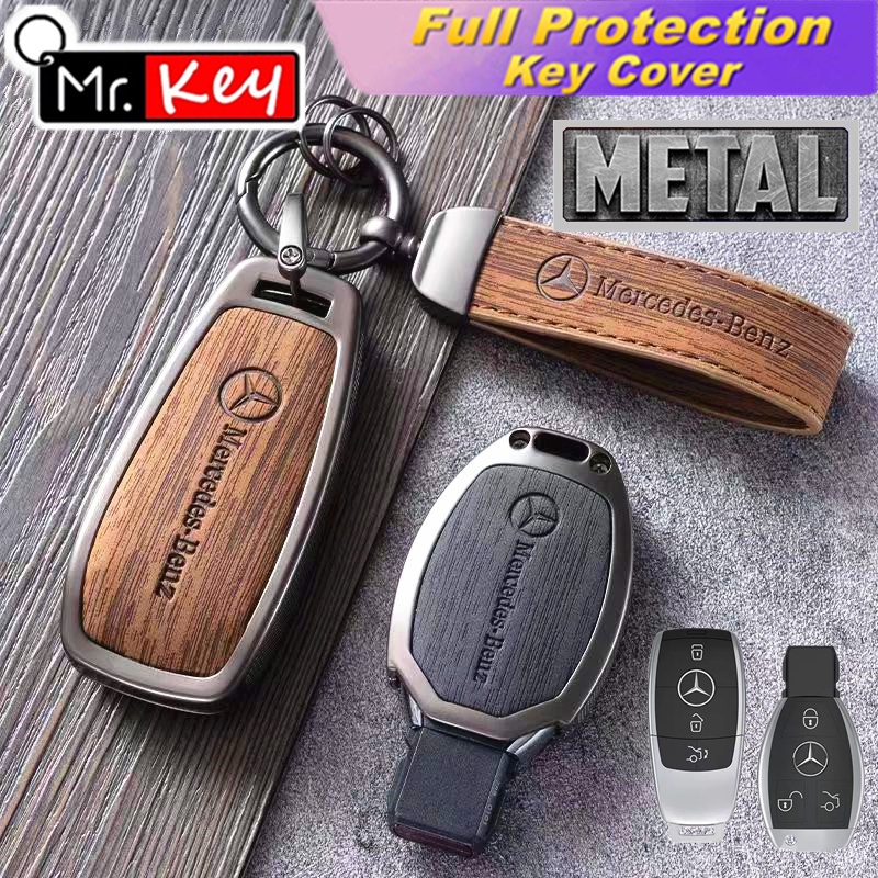 【Mr.Key】เคสกุญแจรถยนต์ แบบโลหะ ลายไม้ สําหรับ Mercedes Benz A C E S ...