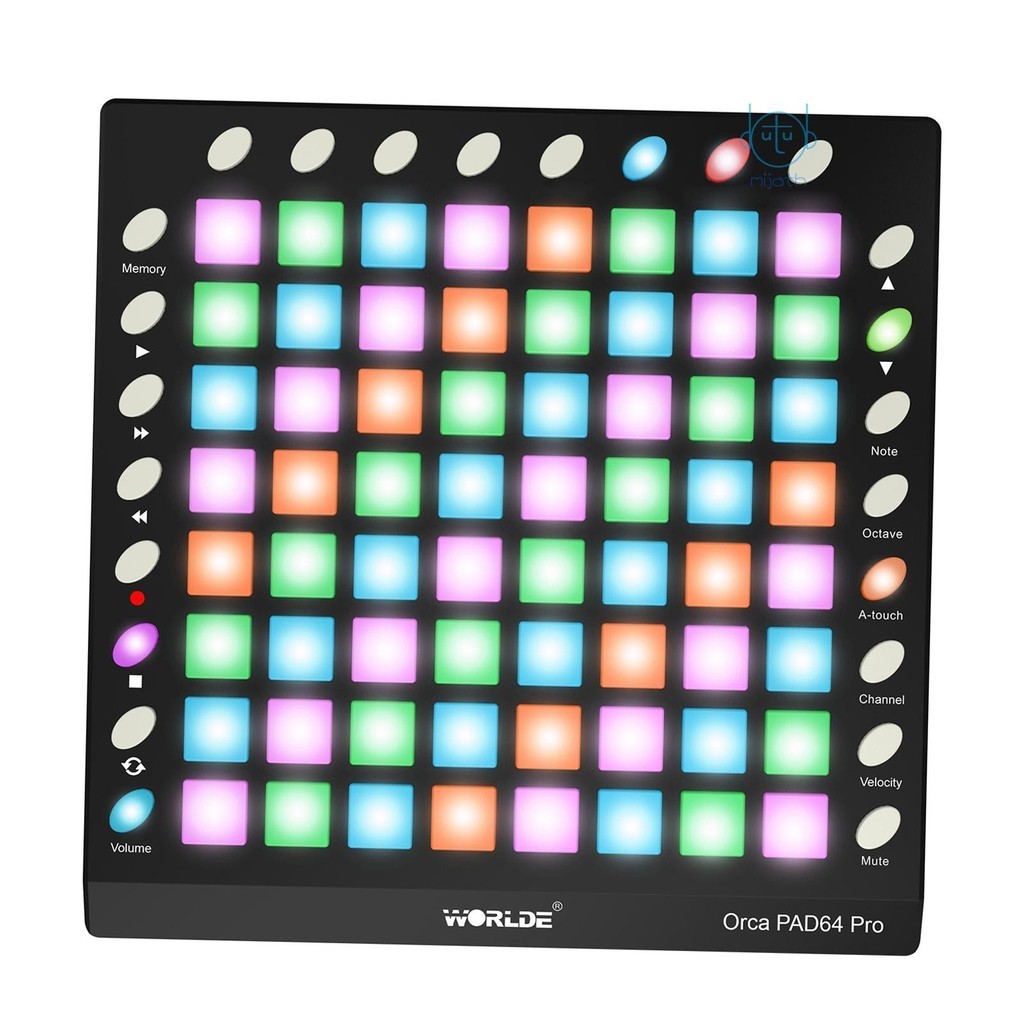 Worlde โมดูลควบคุม ORCA 64 RGB MIDI 64 -A Pro พร้อมแผ่นกลอง USB 24 ปุ่ม ...