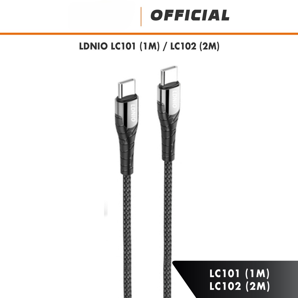 Ldnio LC101 1M / LC102 2M 60W Type-C เป็น Type-C PD สายเคเบิลข้อมูล ชาร์จเร็ว | Shopee Thailand