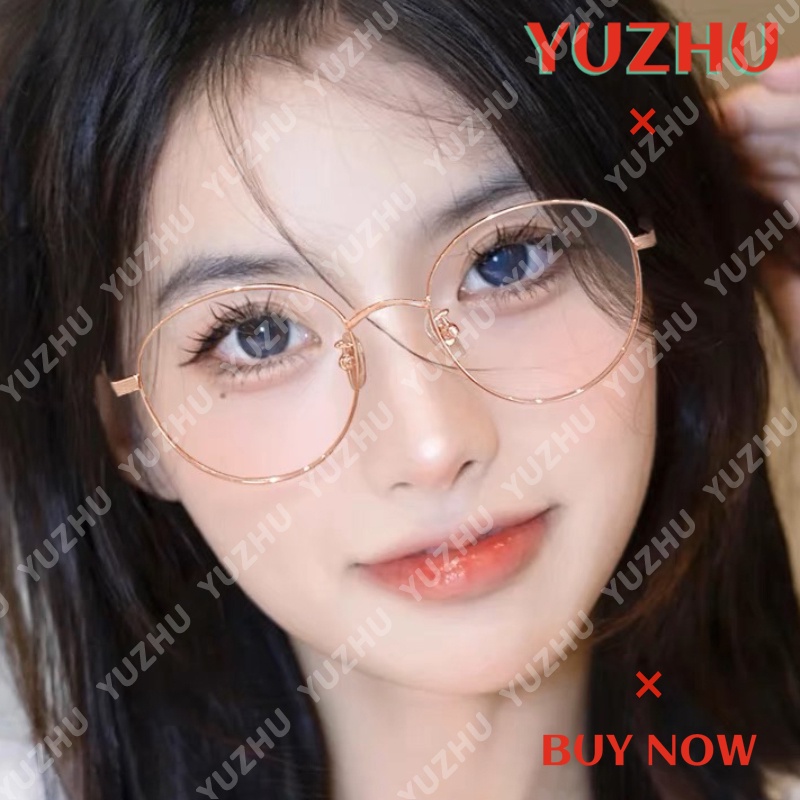 (YUZHU) แว่นตาป้องกันแสงสีฟ้า แว่นตา Unisex แฟชั่นเกาหลี กรอบโลหะ ทรง ...