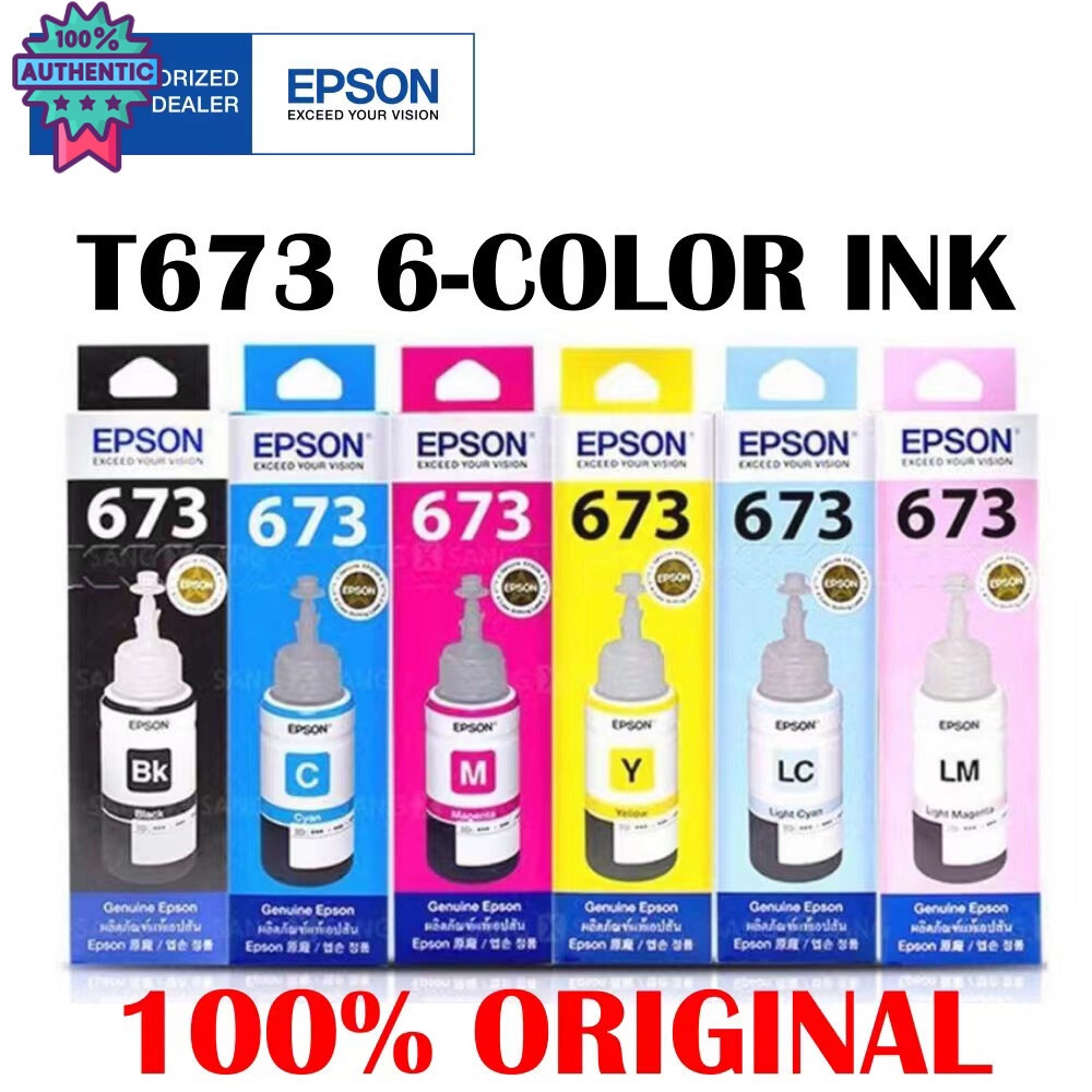 EPSON T673 น้ำหมึกเติมแท้ EPSON L800,L805,L810,L850,L1800 BK,C,M,Y,LC,LM เลือกสีที่ช่องตัวเลือก ...